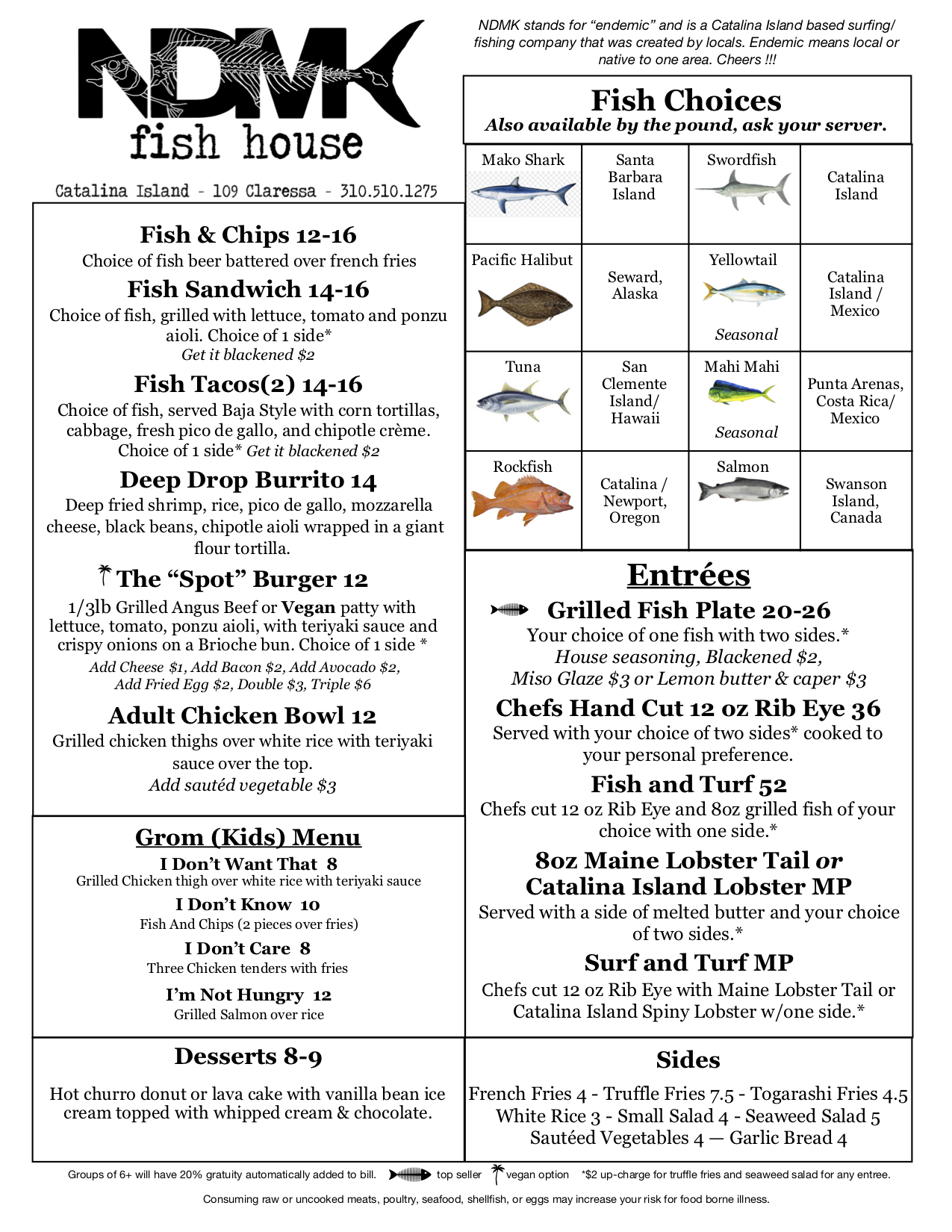 Menu NDMK Fish House